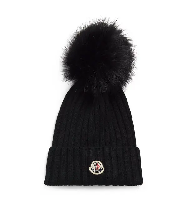 Moncler Virgin Wool Pom-pom Beanie - Black