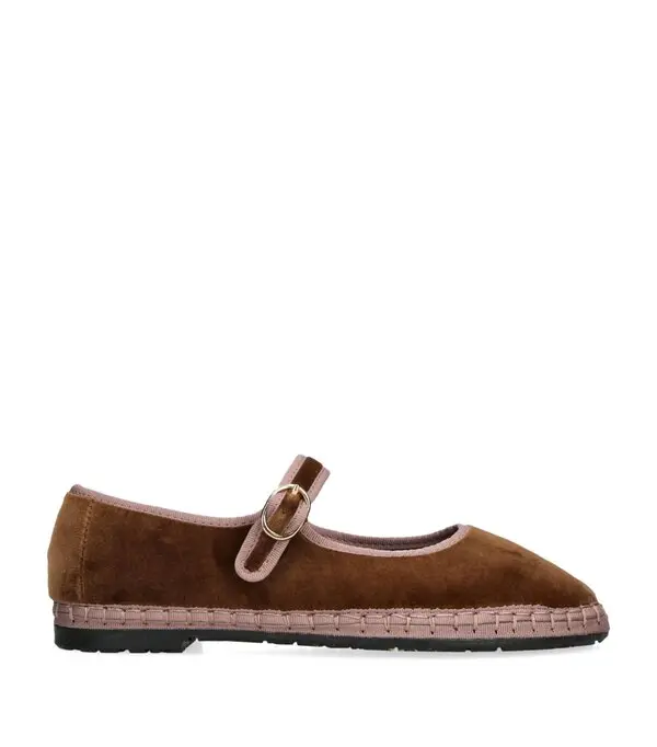 FLABELUS Velvet Balthasar Mary Janes - Brown