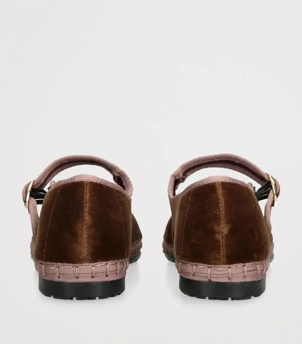 FLABELUS Velvet Balthasar Mary Janes - Brown