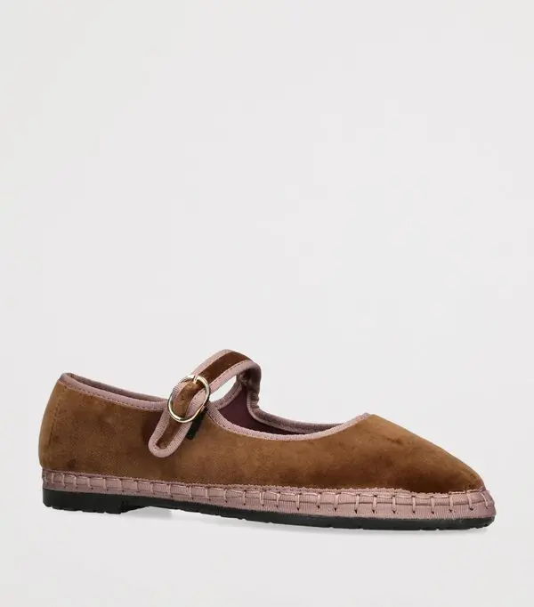 FLABELUS Velvet Balthasar Mary Janes - Brown