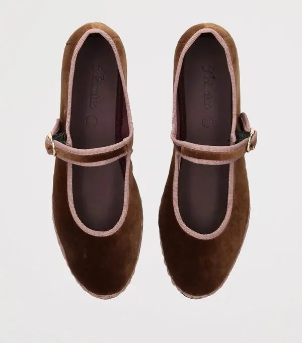 FLABELUS Velvet Balthasar Mary Janes - Brown