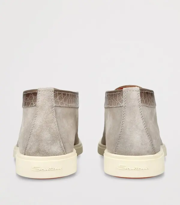 Santoni Suede Detroit Slip-on Sneakers - Grey
