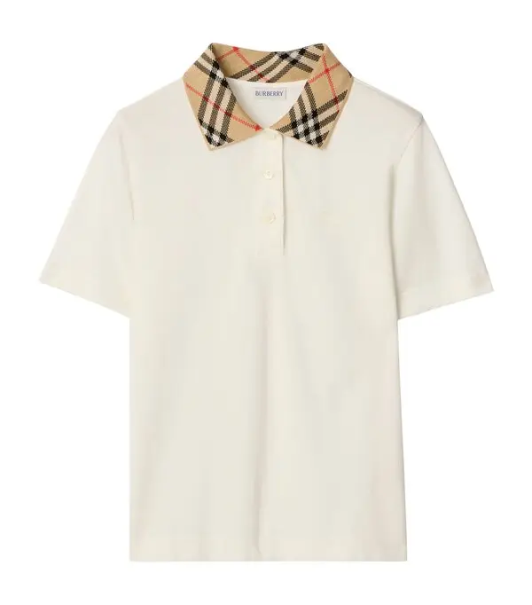 Burberry Cotton Check-collar Polo Shirt - White