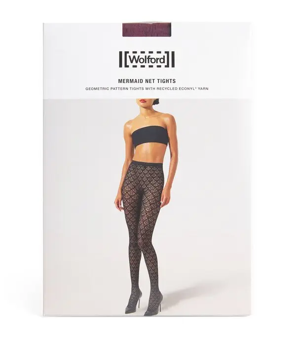 Wolford Mermaid Net Tights - Burgundy
