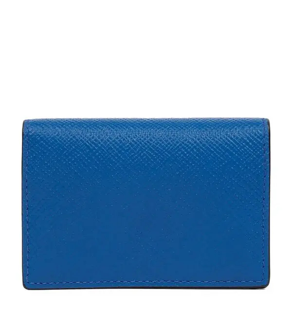 Smythson Panama Leather Folded Card Holder - Blue
