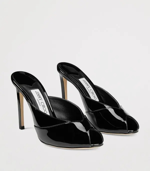 JIMMY CHOO Brigitte 100 Patent Leather Mules - Black
