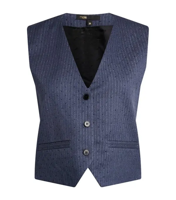 Maje Stripe Rhinestone-embellished Waistcoat - Blue