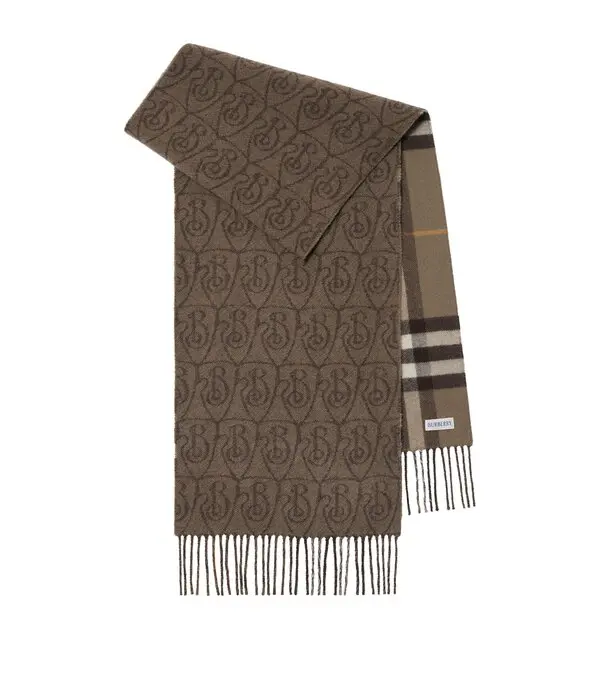 Burberry Cashmere Reversible B Shield Scarf - Brown