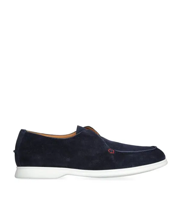 Kiton Suede Slip-on Loafers - Navy