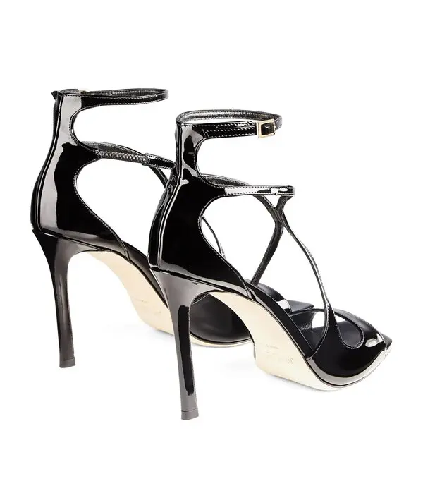 JIMMY CHOO Azia 95 Patent Leather Sandals - Black