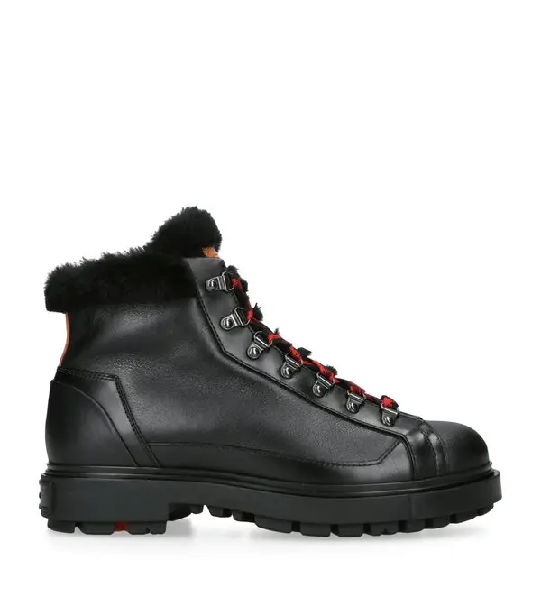 Santoni Leather St. Moritz Hiking Boots - Black