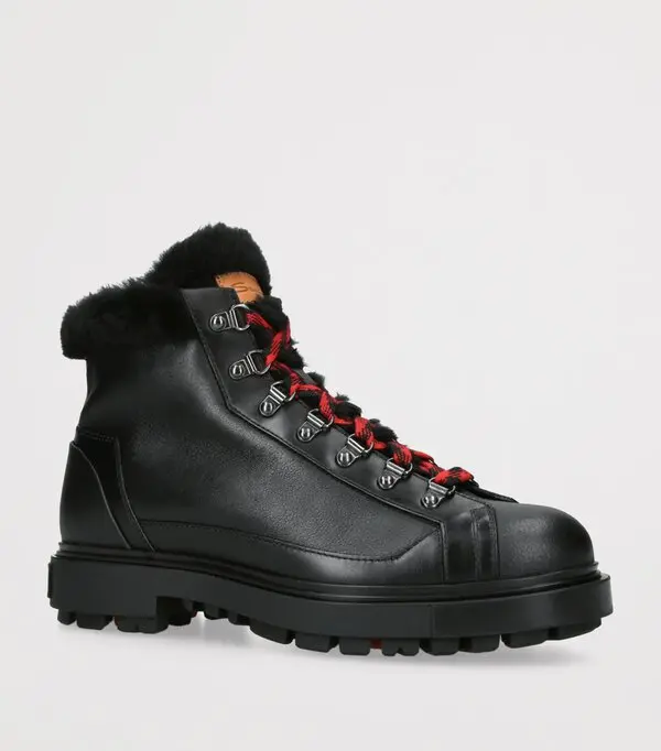 Santoni Leather St. Moritz Hiking Boots - Black