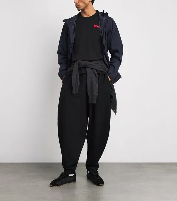 Play Comme Des Garcon Embroidered Double-heart T-shirt - Black