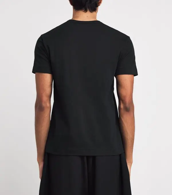 Play Comme Des Garcon Embroidered Double-heart T-shirt - Black