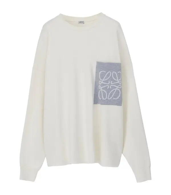 Loewe Cotton-blend Anagram Sweater - Beige