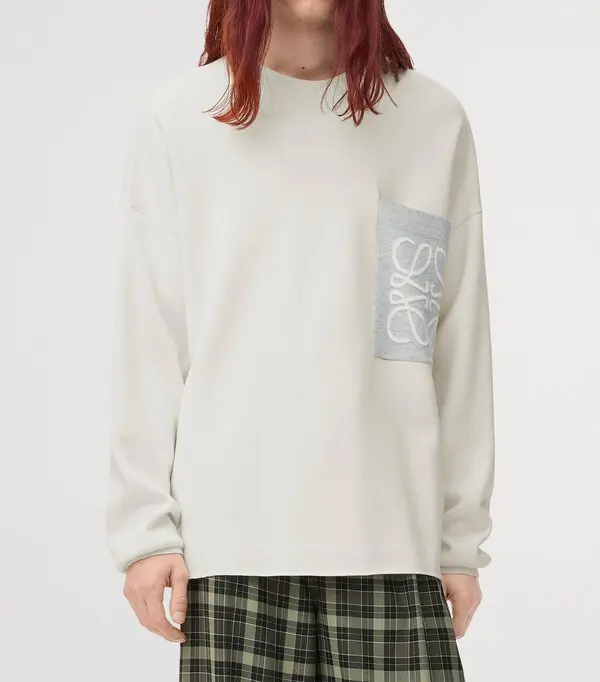 Loewe Cotton-blend Anagram Sweater - Beige