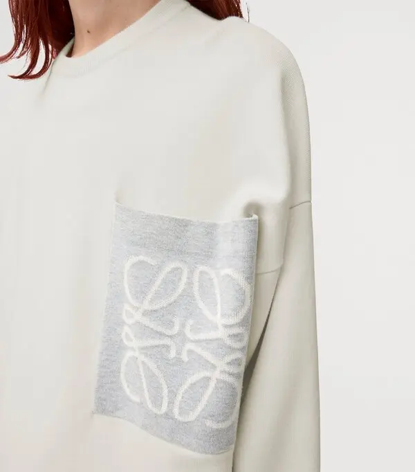 Loewe Cotton-blend Anagram Sweater - Beige