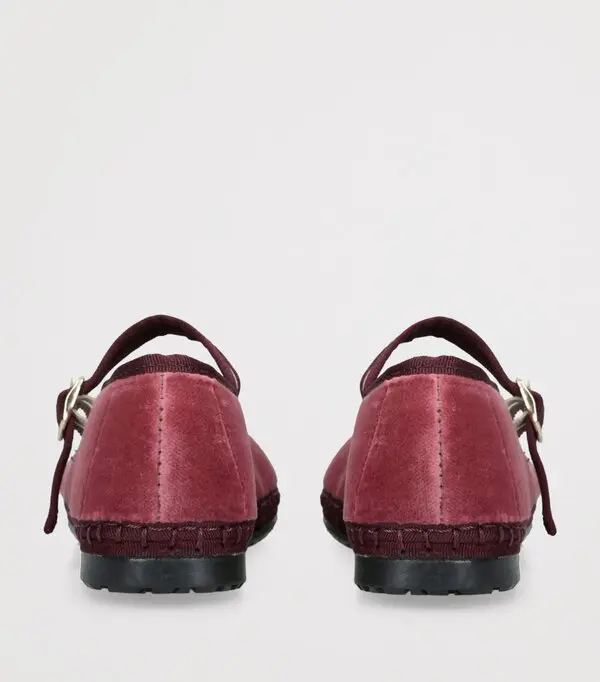 FLABELUS Velvet Mary Janes - Burgundy