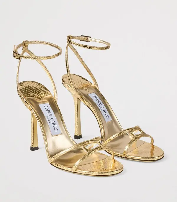 JIMMY CHOO 1998 Leo 100 Leather Heeled Sandals - Gold
