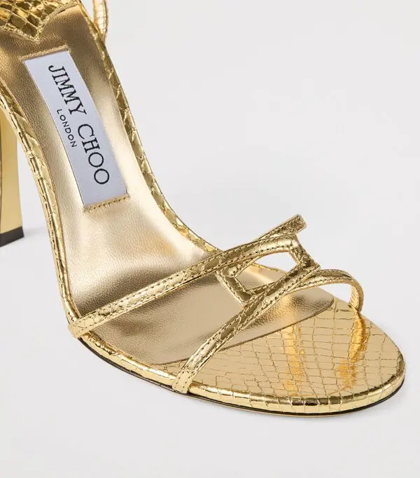 JIMMY CHOO 1998 Leo 100 Leather Heeled Sandals - Gold
