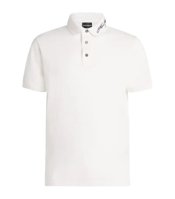 Emporio Armani Cotton Piqué Signature Polo Shirt - White