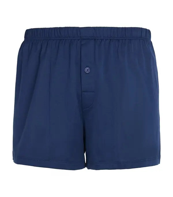 Hanro Cotton Sporty Boxer Shorts - Navy