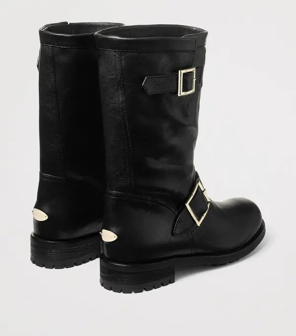 JIMMY CHOO Biker Mid Leather Boots