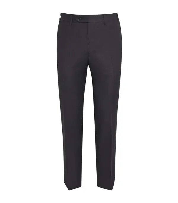 Canali Wool Straight Leg Trousers - Grey