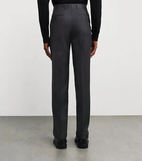 Canali Wool Straight Leg Trousers - Grey