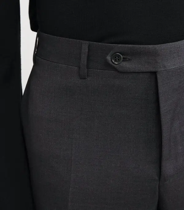Canali Wool Straight Leg Trousers - Grey