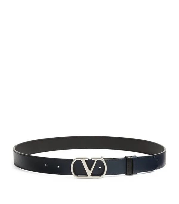 Valentino Garavani Leather Reversible Vlogo Signature Belt - Black