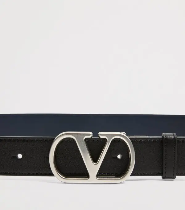 Valentino Garavani Leather Reversible Vlogo Signature Belt - Black