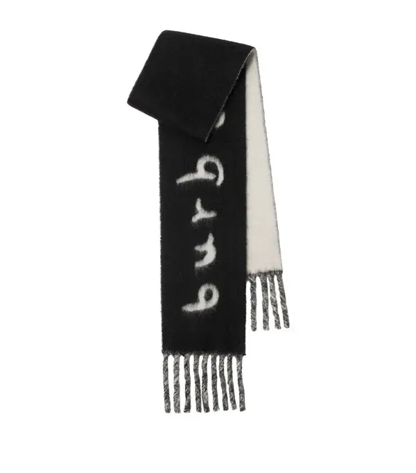 Burberry Alpaca-blend Reversible Logo Scarf - Black