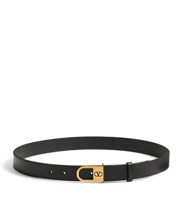 Valentino Garavani Leather Vlogo Signature Belt - Black