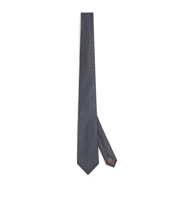Canali Silk Jacquard Neck Tie - Navy