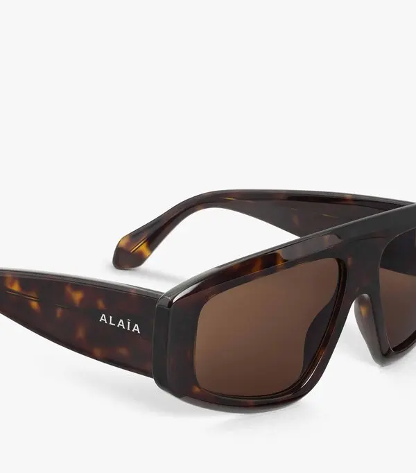 Alaïa Acetate Aviator Mask Sunglasses - Brown