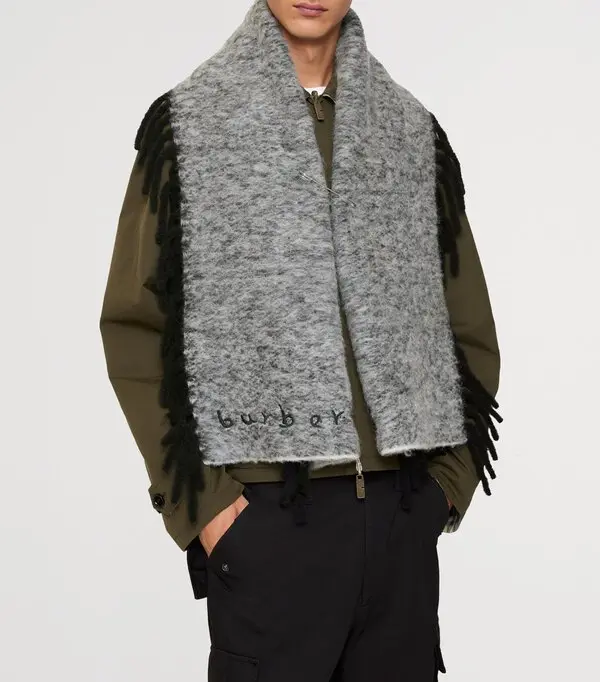 Burberry Alpaca Wool-blend Happy Scarf - Black