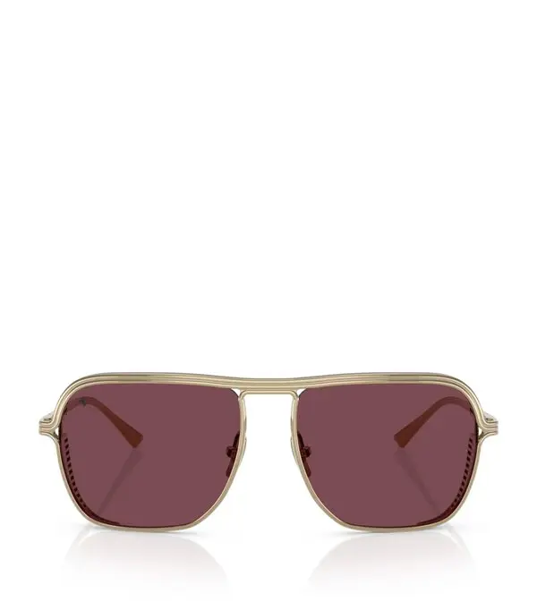 FERRARI Logo-detail Aviator Sunglasses - Gold
