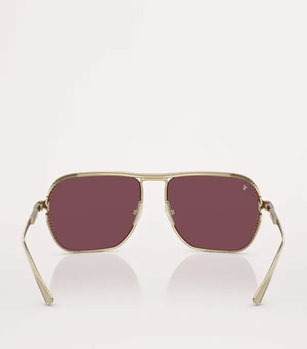 FERRARI Logo-detail Aviator Sunglasses - Gold
