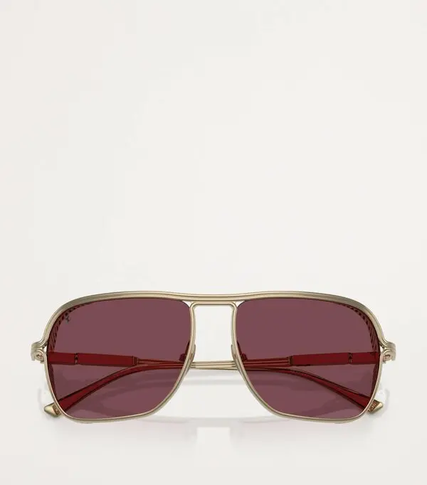 FERRARI Logo-detail Aviator Sunglasses - Gold