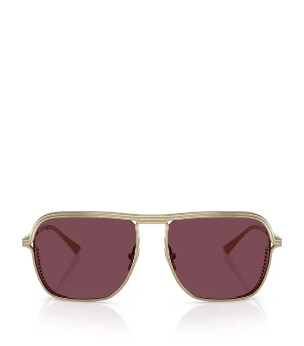 FERRARI Logo-detail Aviator Sunglasses - Gold