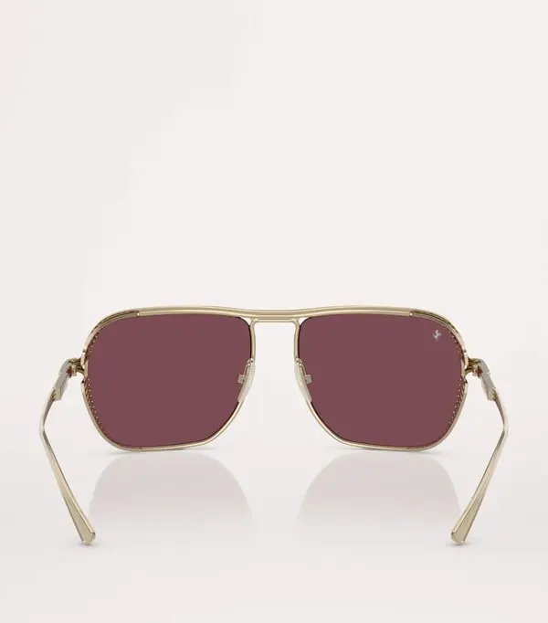FERRARI Logo-detail Aviator Sunglasses - Gold
