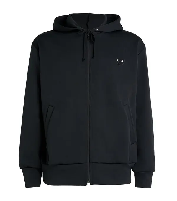 Play Comme Des Garcon Zip-up Heart Hoodie - Black