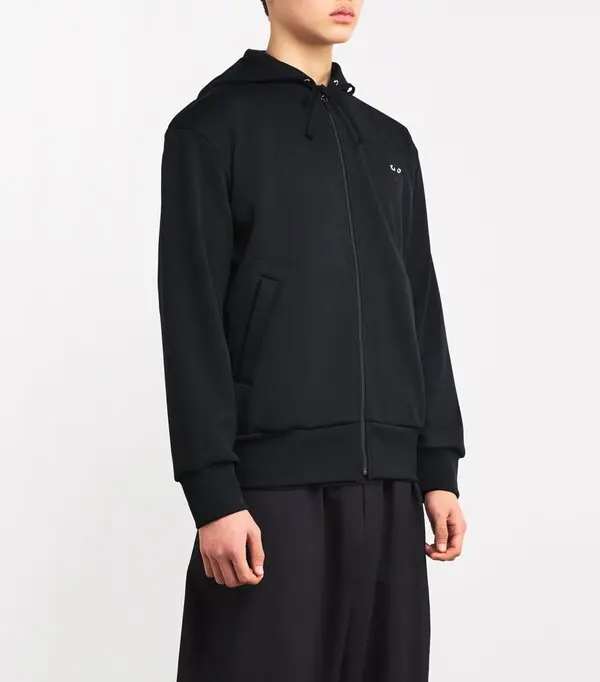 Play Comme Des Garcon Zip-up Heart Hoodie - Black