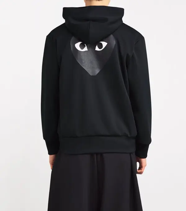 Play Comme Des Garcon Zip-up Heart Hoodie - Black