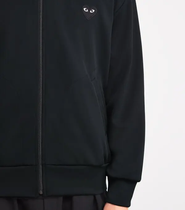Play Comme Des Garcon Zip-up Heart Hoodie - Black