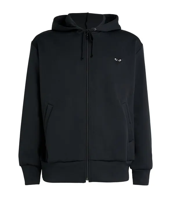 Play Comme Des Garcon Zip-up Heart Hoodie - Black