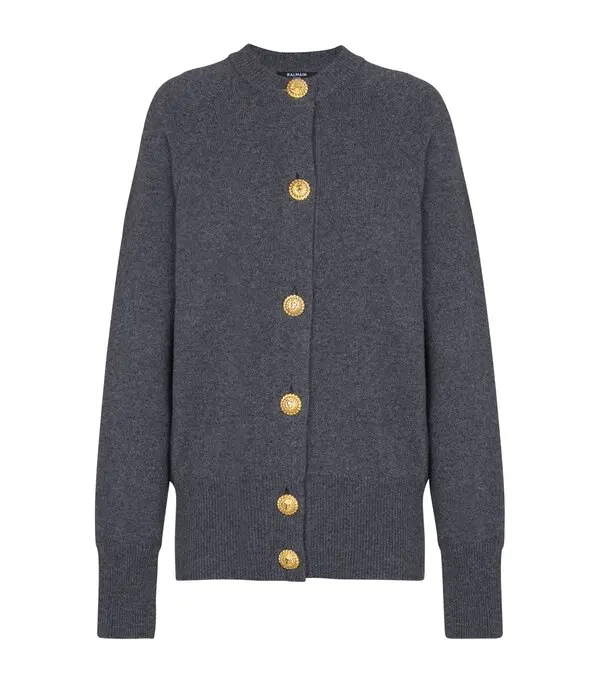 Balmain Cashmere-virgin Wool Cardigan - Grey