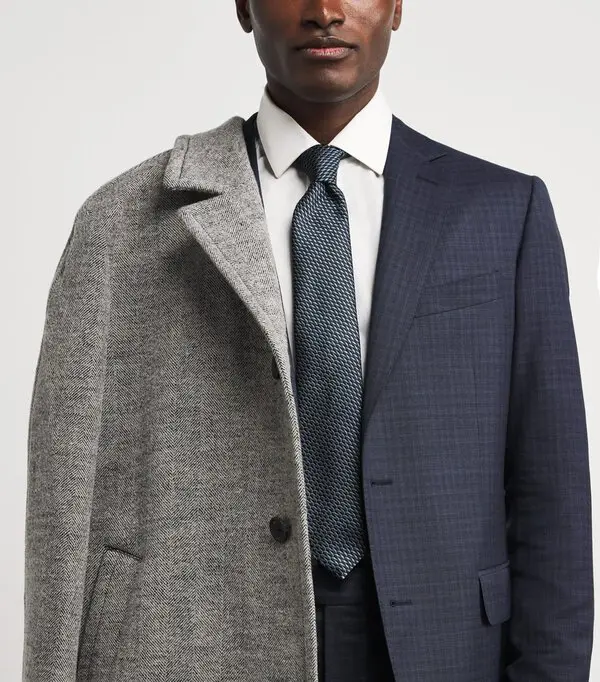 Giorgio Armani Silk Herringbone Tie - Blue
