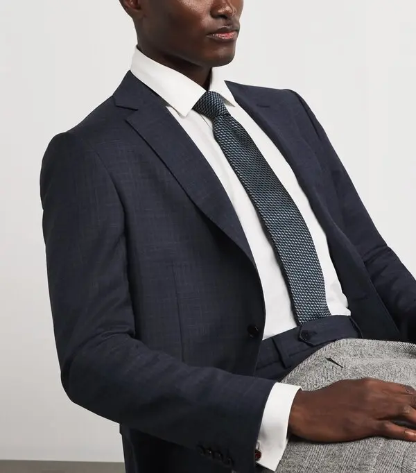 Giorgio Armani Silk Herringbone Tie - Blue